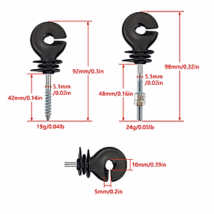 SagaSave 20pcs Self-Tapping Insulator Electric Fencing Wood Post Ring Electric Fence Insulators Screw Electronic Fence Insulator Ranch Electric Fence Insulation - Tapping Insulator