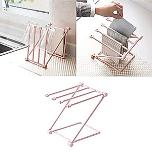 TOPBATHY Foldable Towel Rack Stand Kitchen Towel Stand Countertop Cloth Rack for Kitchen Bathroom Home (Light Pink)