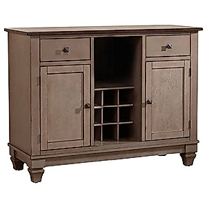 Pilaster Designs Indoor Home Decorative Furniture Joanna 8 Piece Extendable Dining Set, Brown Wood & Polyester (Table, Six Queen Anne Back Chairs & Buffet Server)