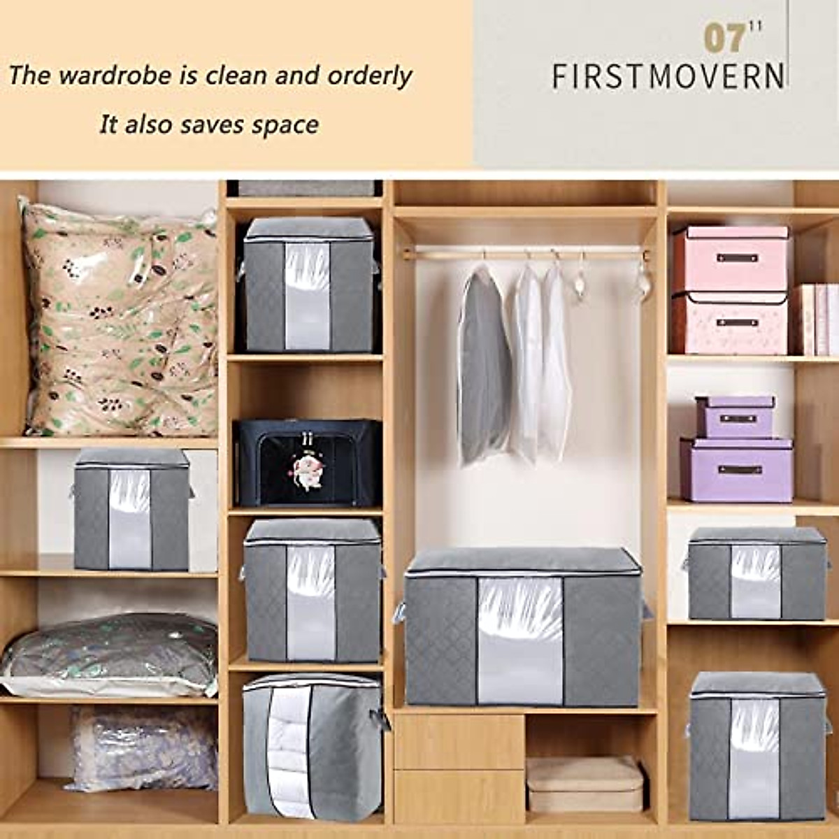 Large Clothes Storage Bag Foldable With Bed Bottom Storage Box,260l 3-Pack Clothes Storage Bag,3 Different Large Sizes For Toys, Blankets, Quilts, Clothes And Other Supplies, Gray