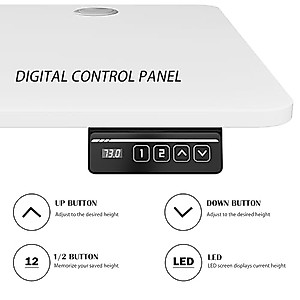 Meilocar Electric Standing Desk, Height Adjustable Desk 48 x 24 Inch Sit Stand Up Desk, Home Office Desk with Splice Board, Computer Desk with Memory Preset, Metal Bracket, White Frame and White Top