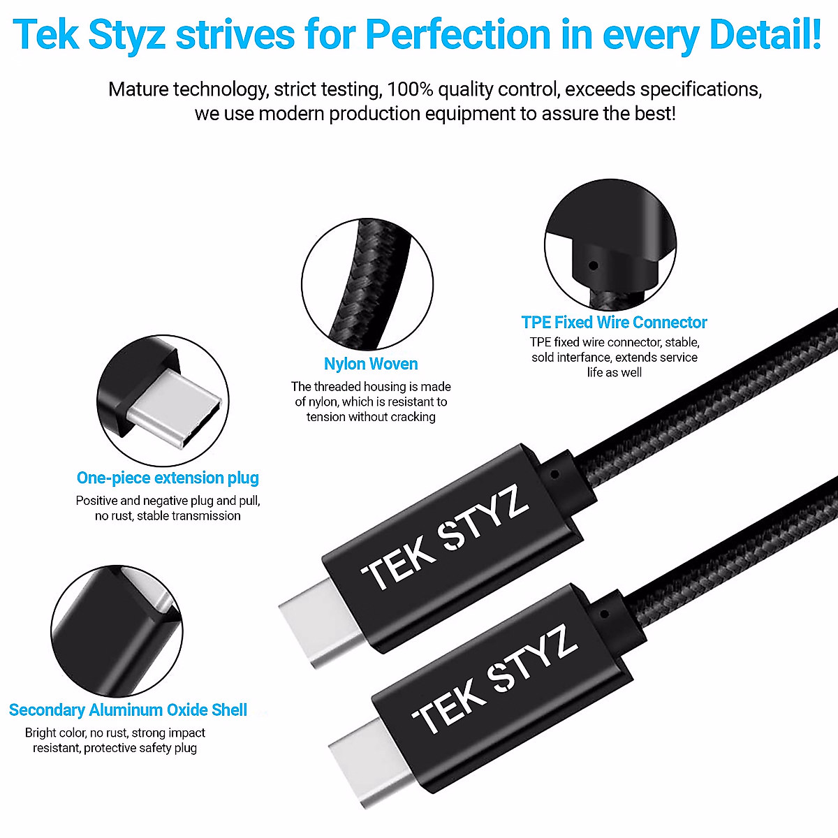 Tek Styz PRO 45W Charge Kit Compatible with Your Sony WF-1000XM4 with Fast/Quick Charge 3 Plus Hi-Power 100W PD/USB-C 4ft Cable! (Black)