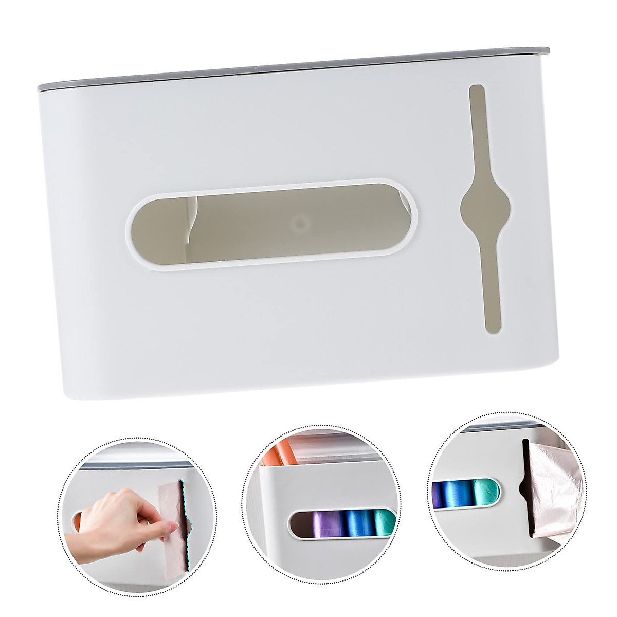 Housoutil 3 Pcs Box Garbage Bag Storage Box Wall Mount Shelf Food Wrap Dispenser Wall Garbage Bag Dispenser Plasticbag Holder Wall Mounted Shelves Car Mount Extractive Kitchen Paper White Pp