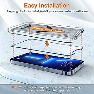 EGV [3+2 Pack] Screen Protector for iPhone 13 Pro 6.1 Inch with Camera Lens Protector, Tempered Glass With Alignment Kit, 9H Hardness, Case Friendly