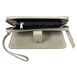 Harley-Davidson Women's Heavy Metal Stud Genuine Leather Clutch Wallet - Cream