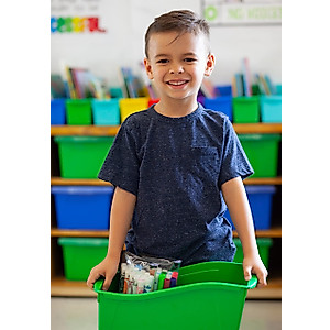 Storex Large Book Bin, 14 x 5 x 7, Case of 6, Blue (71115U06C)