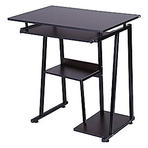 Computer Desk with Storage Shelve/Pullout Keyboard Tray/Monitor Stand - Modern Simple Study Wooden Desk with Metal Frame for Home Office - Writing Study Desk Office Desk Workstation