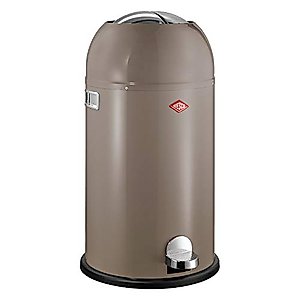 Wesco Kickmaster Classic-German Designed-Step Trash Can, Powder Coated Steel, 8.7 Gallon/33 L, Warm Grey, 38 x 71 x 38 cm, Lemonyellow