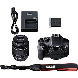 Canon EOS 4000D DSLR Camera w/Canon EF-S 18-55mm F/3.5-5.6 III Zoom Lens + Case + 32GB SD Card+ More+ TopKnotch Cloth (Renewed)