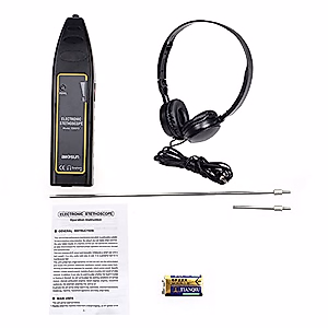 allsun Ultrasonic Air Leak Detector Automotive Listening Device Stethoscope Mechanic Car Noise Finder Diagnostic Listening Device 100Hz~10kHz,Black