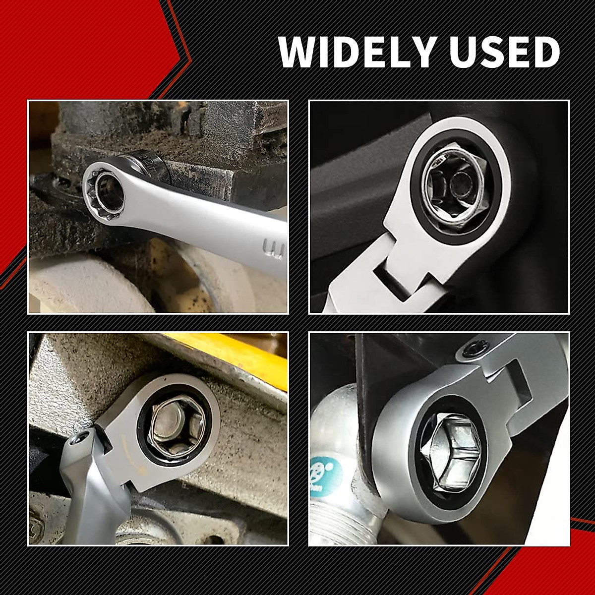 AKM TOOL 27 PC Flex Head Ratcheting Wrench Set, Metric | 72-Tooth | 8-22mm | Extra Long Double Box End Ratchet Wrench Flex Head Wrench Set