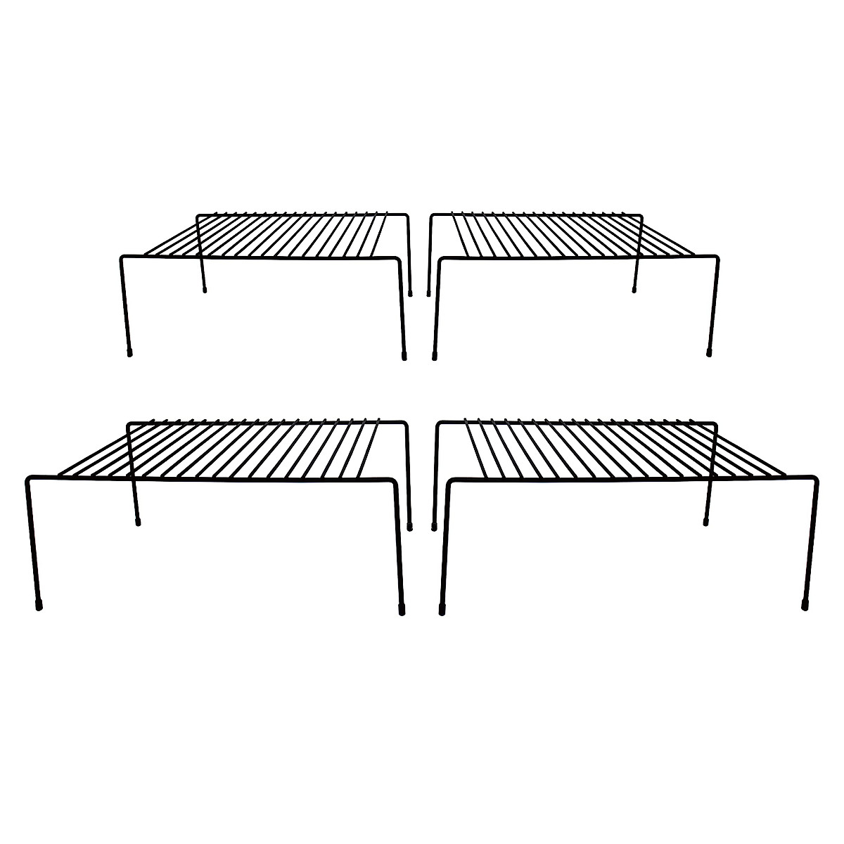 COMELYJEWEL 4pcs/pack Medium - L 13" x W 9" x H 5.1" Non-Slip Feet Black Cabinet Storage shelves Shelf organizer Rack Steel Metal Wire Counter & Pantry Home Kitchen Drawer Organizer , Medium