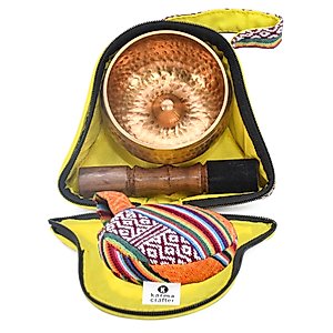 Discover Tranquility: Handcrafted 4-Inch Lingam Tibetan Singing Bowl Set from Nepal - Elevate Meditation, Sound Bath, and Healing - Complete Set with Cushion, Mallet, and Stylish Carrying Bag