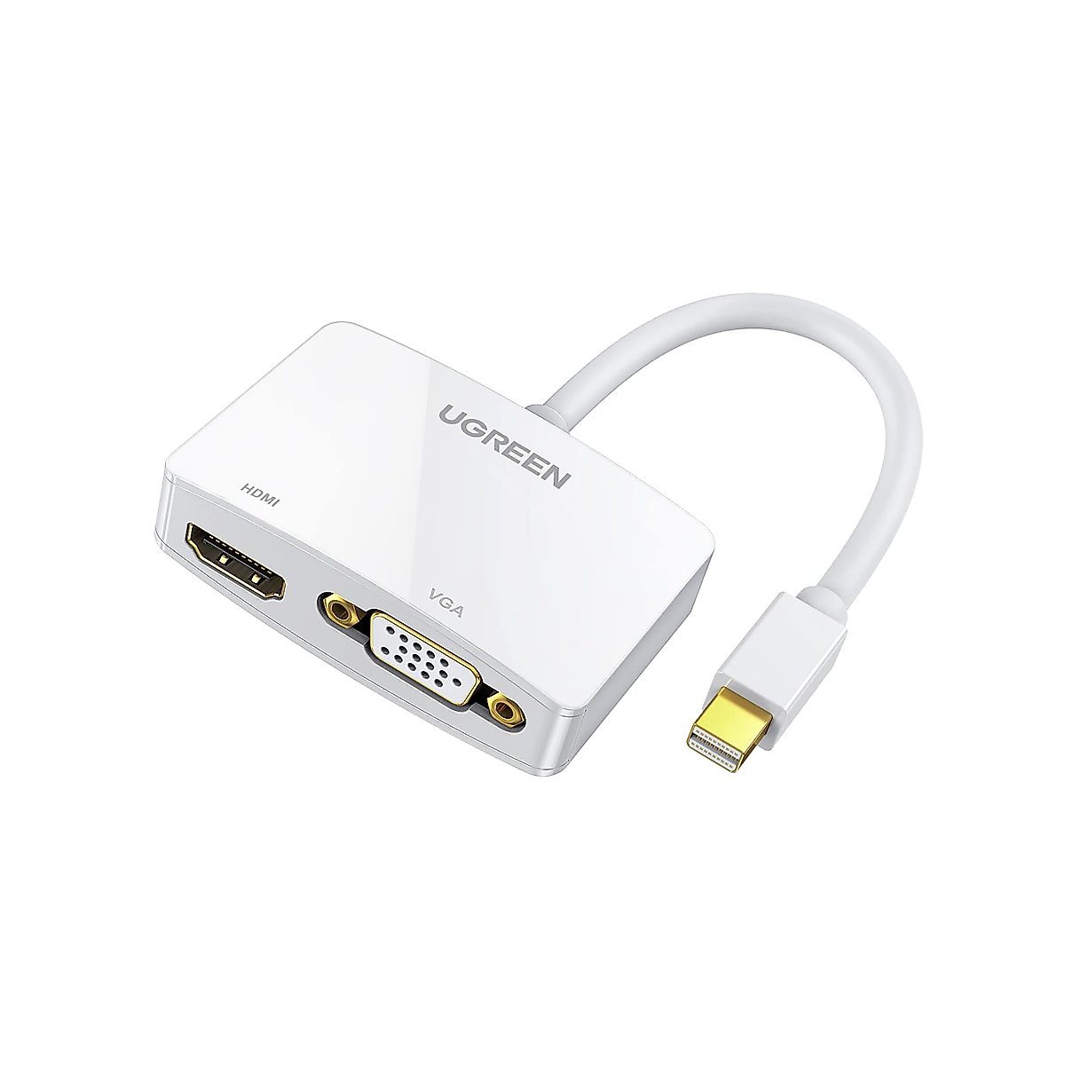 UGREEN Mini DisplayPort to HDMI VGA Adapter, 4K Thunderbolt 2 Adapter 2 in 1 Mini DP Converter Compatible with MacBook Pro MacBook Air iMac Surface Pro 1 2 3 4 6 Surface Laptop 2 ThinkPad X1, White