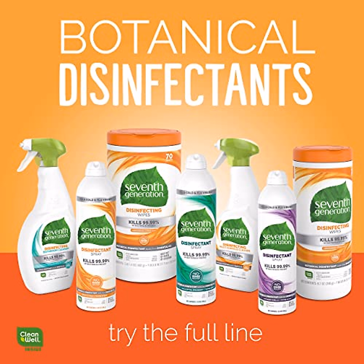 Seventh Generation Disinfecting Multi-Surface Wipes, Lemongrass Citrus, 70 Count, Pack of 3 (Packaging May Vary)