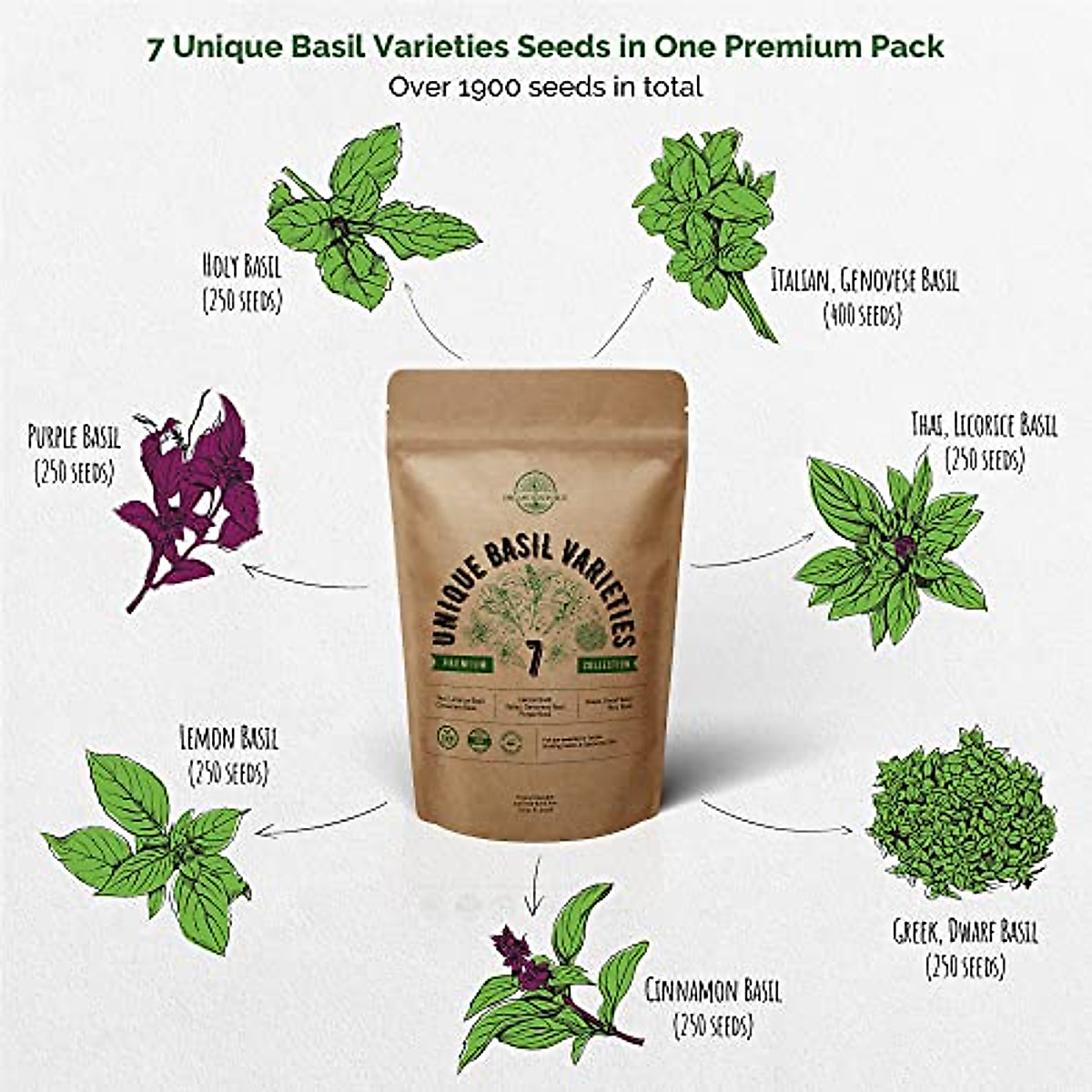 7 Basil Herb & 20 Most Popular Vegetable Seeds Variety Packs Bundle Non-GMO Heirloom Seeds for Planting Indoor and Outdoor Over 3200 Herbs & Vegetables Seeds in One Value Bundle