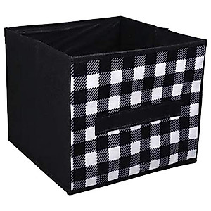Red and Black Buffalo Check Collapsible Storage Bins, 9x9x8 in. Set of Holidays Inspired (RED Buffalo Check, Set of 4)
