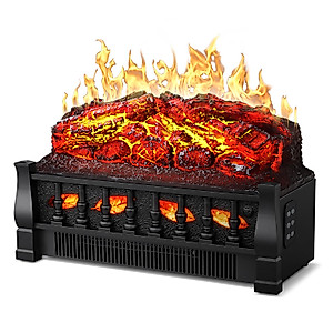 Havato Electric Fireplace Log Set Heater, 21" Vintage Design Portable Freestanding Fireplace Log Heater, Realistic Flames, Overheated Protection, Realistic Ember Bed for Home and Office, 750W/1500W