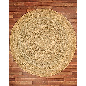 Natural Area Rugs - Round Jute Rug, Elsinore Collection, Hand Braided, Earth Friendly Natural Fiber Rug, Handmade & Reversible, Beige Round Area Rugs 6ft, Elegantly Hand Crafted Large Area Rugs