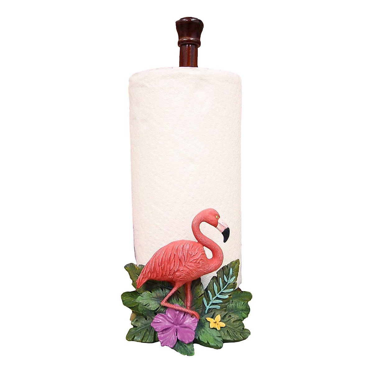 Ebros Gift Tropical Birds of Paradise Graceful Pink Flamingo Kitchen Dining Paper Towel Holder Dispenser 15" High Home Accent Western Decorative Figurine Dinner Table or Bar or Countertop Centerpiece