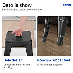 Vnewone 30 Inches Metal Bar Stools Set of 4 Counter Height Barstools Stackable Metal Chairs High Backless Dining Stool Bar Chair for Indoor Outdoor Patio Home Kitchen Black