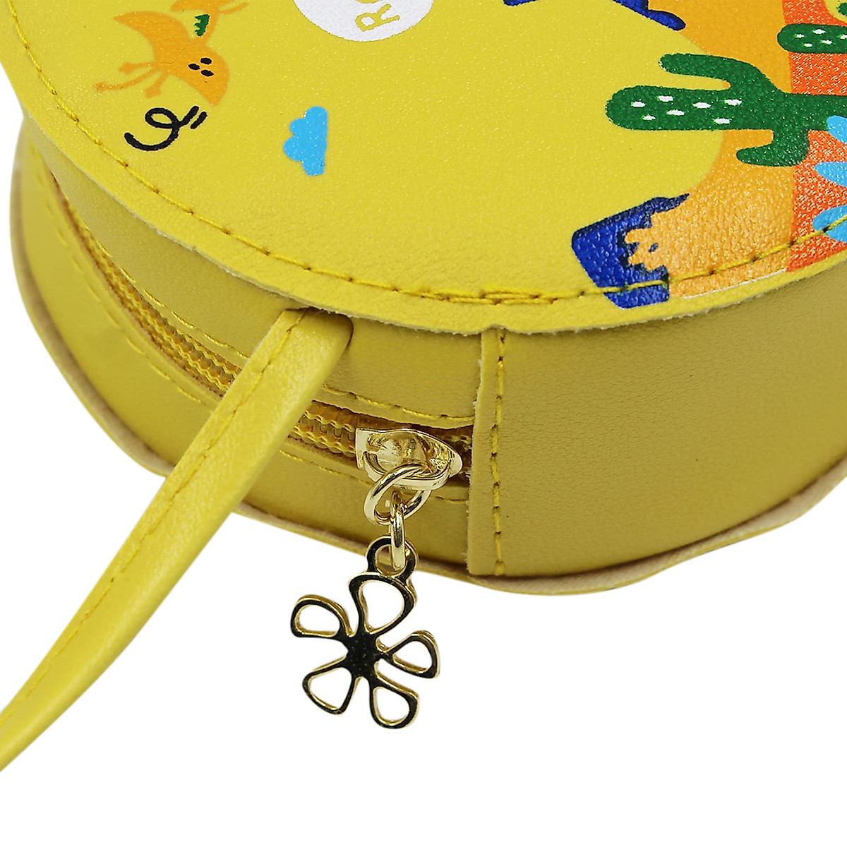 ZGMYC Cartoon Dinosaur Crossbody Purse for Boys Girls, Cute Round Shape Wallet Shoulder Bag for Toddlers Kids