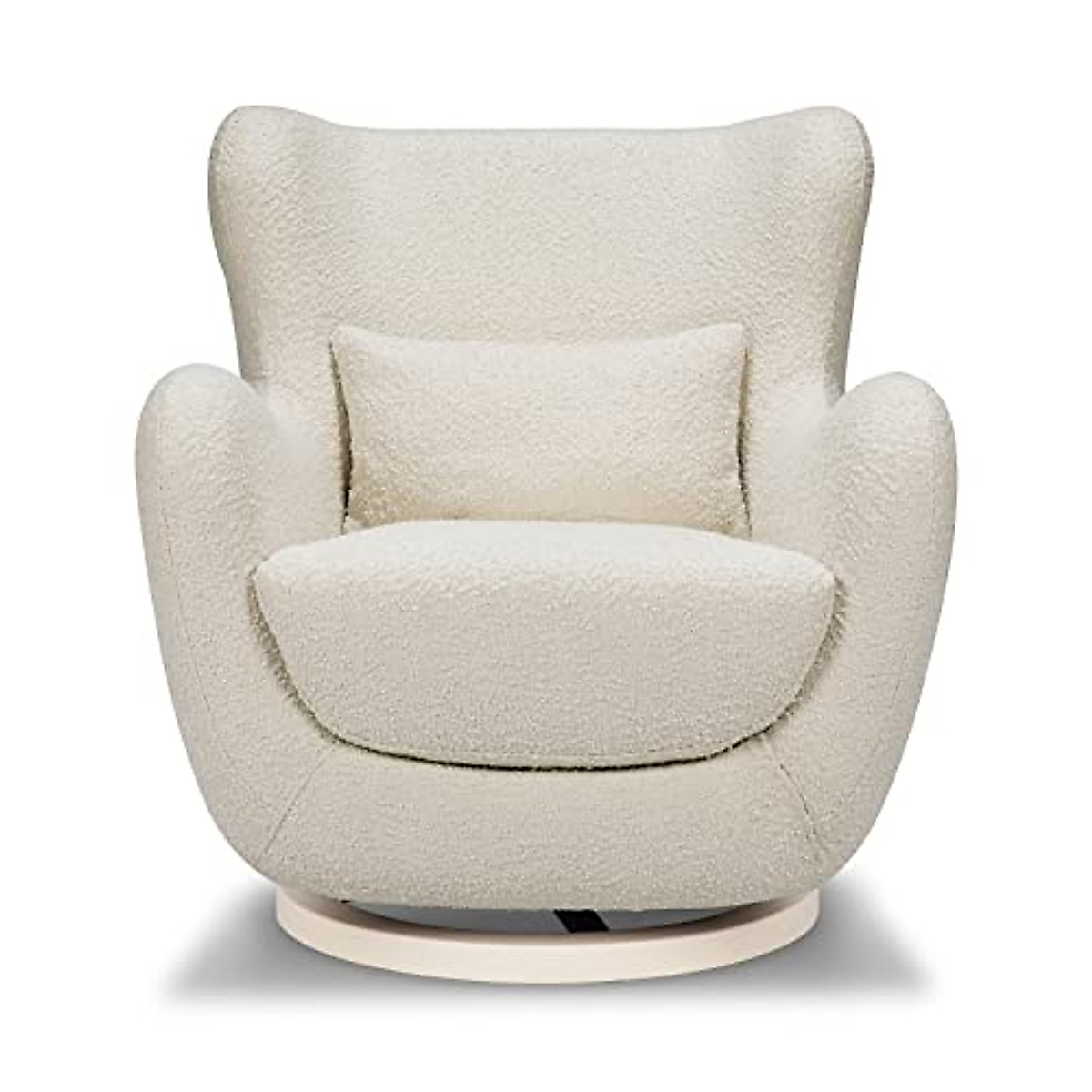 Nursery Works Solstice Swivel Glider in Ivory Boucle with Ivory Wood Base, Greenguard Gold Certified and CertiPUR-US® Certified