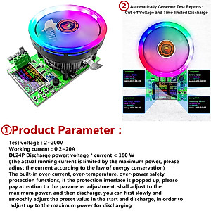 180W Electronic Load Tester 2.4 inch DC Tester APP Electronic Adjustment Constant Load Lithium 4-Wire Battery Capacity Monitor Discharge Charge Power Meter Supply Checker