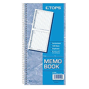 TOPS Memorandum Forms Book, 2-Part, Carbonless, 2 Memos per Page, 100 Sets per Book (4150)