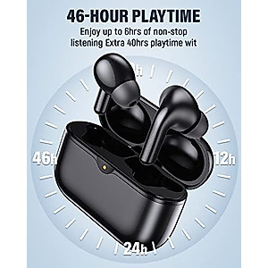 leuxe SOUCON ORYTO Wireless Earbuds 35Hrs Playtime TWS Bluetooth 5.0 Headphones Hi-Fi Stereo Sound in-Ear Earphones Touch Control Headset with Charging Case & Built-in Mic for Call Music, Black
