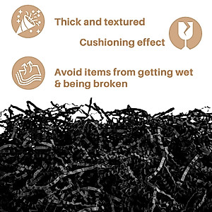 4.9OZ Sukh Crinkle Cut Paper -Reusable Paper Shred Filler as Confetti Paper Stuffing Baskets Filler for Cute Easter Wedding Birthday Decorative Craft Box Bags Wrapping Supplies（Black）