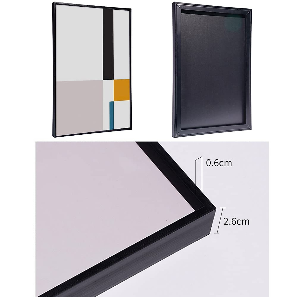 Black Frame Abstract Canvas Wall Art 3-piece Set of Famous Paintings Posters Prints Minimalism Natural Fusion Living Room Bedroom Bathroom Office Wall Art Deco Large Size 24 "X 32" (24 "X 32")