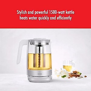 ZWILLING Enfinigy Glass Kettle 1.7L, Tea Kettle, 6 Preset Temps for the Perfect Cup, Tea Timer, Silver