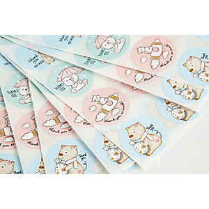 500 Labels Cute Animal Adhensive Thank You Stickers, 1 inch, Thank You Sticker Stickers for Small Candy, Bag Sealing Sticker, Envelope Seals
