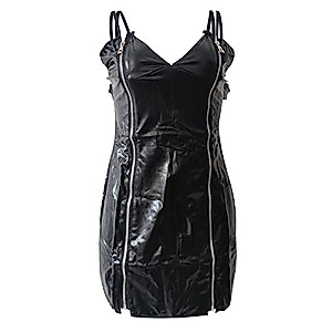 Sexy Lingerie, Boudoir Outfits For Photography Rave Bodysuit Sex Lengerie Women's Short Skirt Leather Patchwork Tight Buttock Secretary Uniform Suit Women - Lingerie Women's One (XXL, Black)