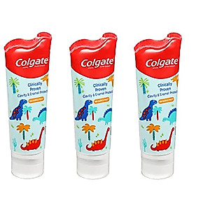 Colgate Kids 3.5 oz 3-Pack Dinosaurs Mild Bubble Fruit Flavor Toothpaste Fluoride Cavity & Enamel Protection