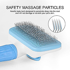 Atlamia Self Cleaning Slicker Brush,Dog Brush & Cat Brush with Massage Particles,Removes Loose Hair & Tangles,Skin Friendly & Promote Circulation-Blue