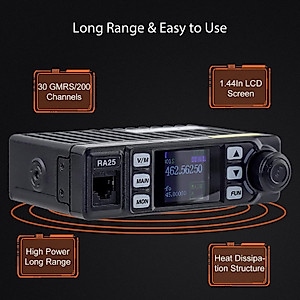 Retevis GMRS Radio Communication Solutions,RA25 Mobile Transceiver Radio(1 Pack) with GMRS Handheld Two Way Radio(2 Pack),Easy to Use Long Range Communication Kit