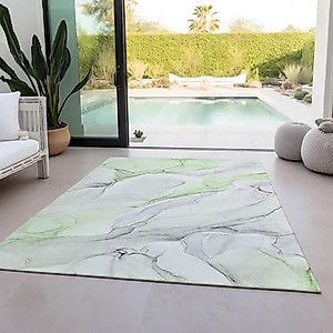 Addison Rugs Chantille ACN515 Green 8' x 10 Indoor Outdoor Area Rug, Stain Resistant, Machine Washable, Non Shedding, Bedroom, Living Room, Dining Room, Kitchen Rug