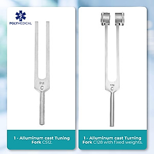 6 Piece Medical Student Diagnostic Kit - Reflex Hammer and Tuning Fork Set C 128 and C 512. Includes a Wantenberg Pinwheel and a Premium Japanese Steel Bandage Scissor 7.5”