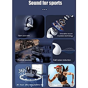 Wireless Ear Clip Bone Conduction Headphones, Open Ear Bone Conduction Earbuds, Mini Bone Conduction Headphones, Open Ear Headphones Wireless Bluetooth for Running Sports (Black)