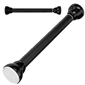 Alipis Free Punching Telescopic Pole Bathroom Shower Curtain Rod Clothes Drying Rod Retractable Clothes Rail Shower Curtain Rods Spring Tension For Closet,Curtain(Black)