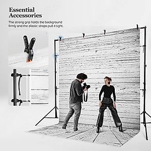 Julius Studio White Wood Backdrop with LED 1600W 5600K Umbrella Lighting Kit, 10 x 10 ft. Backdrop Stand Frame with Length Adjustable, White & Black Umbrella Reflector JSAG355