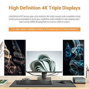 COOFUN UM350 Mini PC AMD Ryzen 5 3550H Mini Computer DDR4 16 GB RAM 512 GB PCle SSD, Radeon Vega Graphics, Dual Band WiFi HDMI/DisplayPort/USB-C, 2.5G RJ45 LAN, 4X Ports USB 3.0