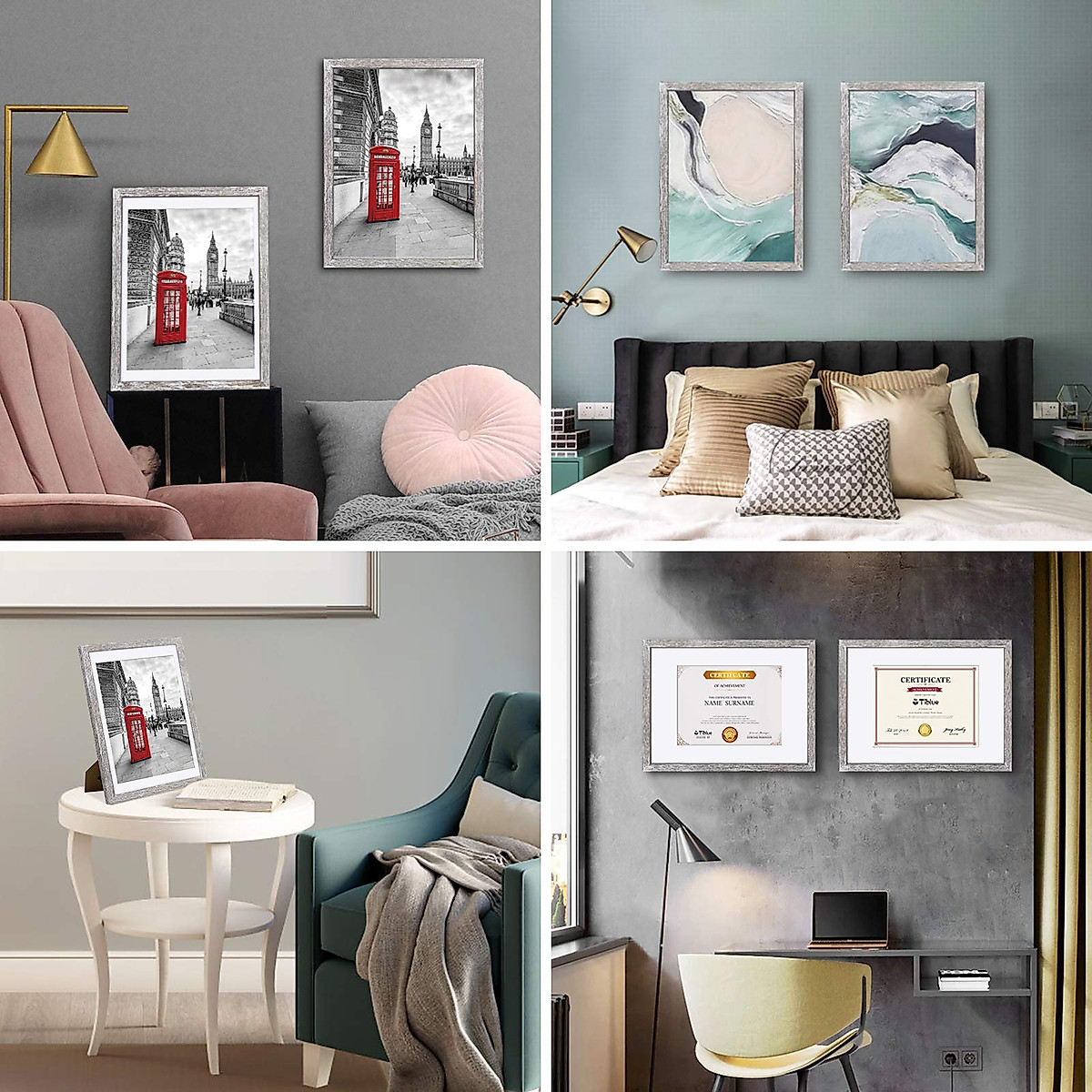 12x16 Rustic Picture Frames Solid Wood Display Pictures 11x14 or 8.5x11 Diplomas with Mat or 12x16 without Mat, Farmhouse Distressed Wooden Picture Frame for Wall or Table Top Display, Driftwood White