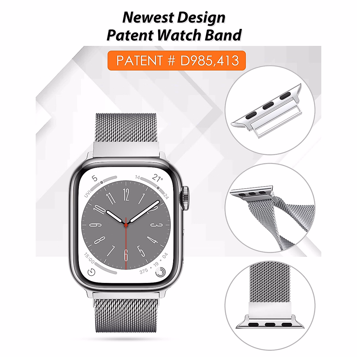 Patented Milanese Loop Compatible with Apple Watch Band 46mm 38mm 40mm 41mm 42mm 44mm 45mm 49mm for Women Men, Magnetic Bands Compatible with iWatch Series 10 9 8 7 6 5 4 3 SE Ultra 2 1