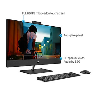 HP Pavilion 27 Touch Desktop 1TB SSD 64GB RAM (Intel Core i9-13900K Processor w/Turbo Boost to 5.80GHz, 64 GB RAM, 1 TB SSD, 27-inch FullHD Touchscreen, Win 11) PC Computer All-in-One