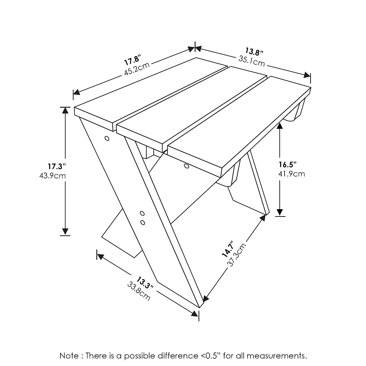 Furinno Tioman Outdoor Side Table Flower Stand, Pine Wood