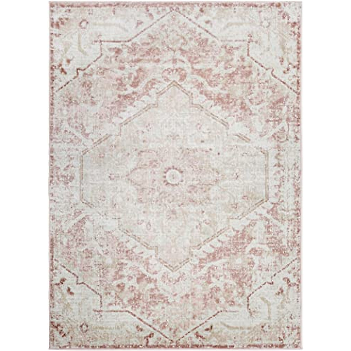Mark&Day Area Rugs, 5x7 Baflo Traditional Blush Area Rug, Pink/White/Beige Carpet for Living Room, Bedroom or Kitchen (5'2" x 7')