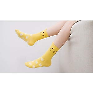 5 Pairs Women's Fun Socks Cute Cat Animals Funny Funky Novelty Cotton Gift (Cute Cat) Size: Free size 22.5-25.5cm Suitable for women US Size 5-8